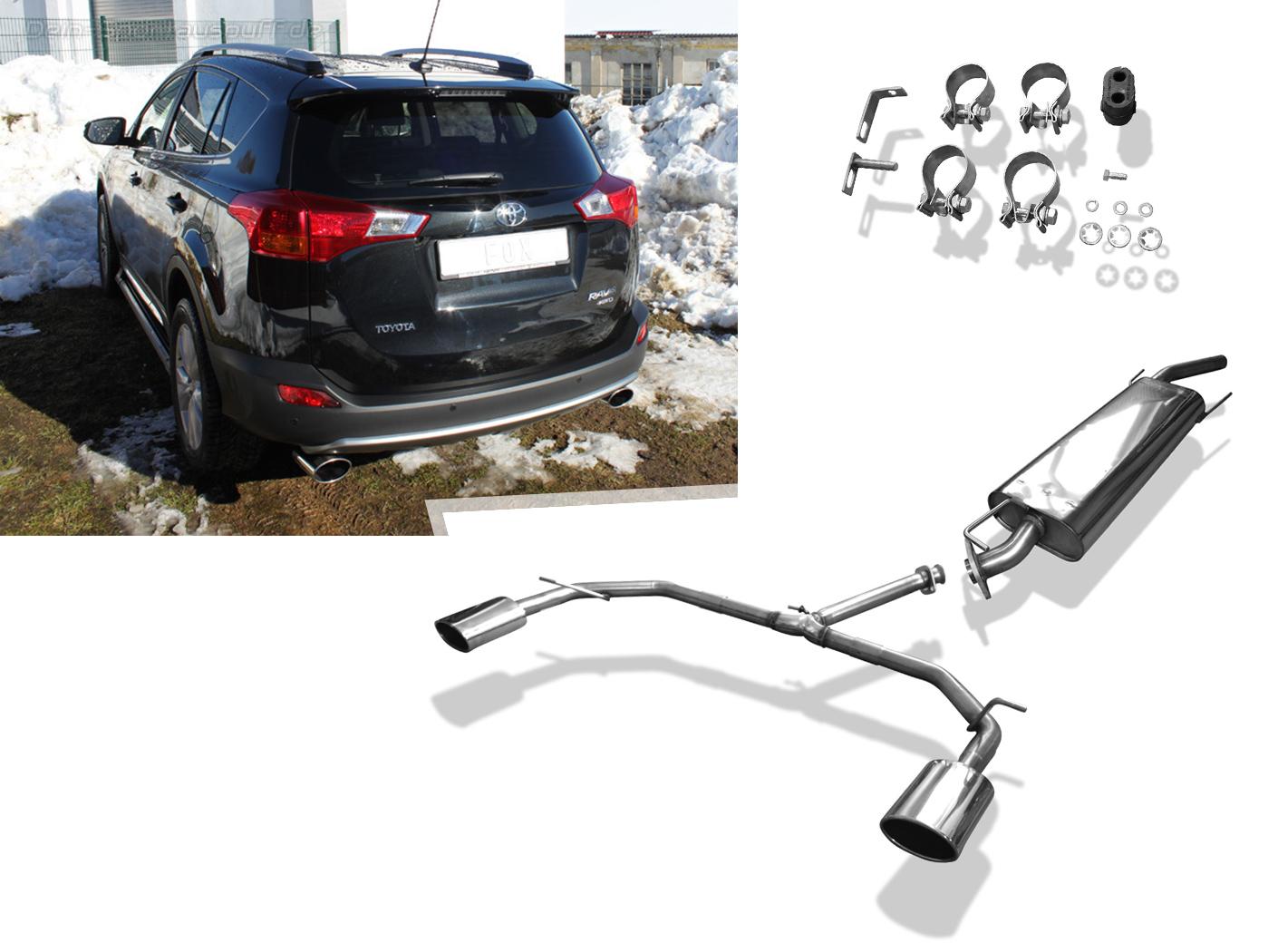 Fox Edelstahl Duplex Sportauspuff-Komplettanlage ab Kat Toyota RAV4 IV ... Fox Edelstahl Duplex Sportauspuff-Komplettanlage ab Kat Toyota RAV4 IV ...