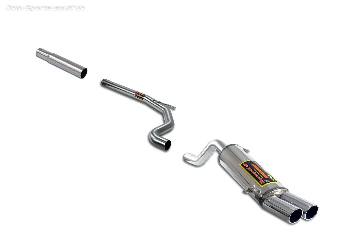 Supersprint Edelstahl Racing Komplettanlage ab Kat Fiat Grande Punto inkl. Evo 1.2i 1.4i Typ 199 2x80mm rund eingerollt abgeschragt gunstig online kaufen Dein Sportauspuff